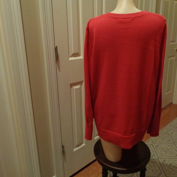 Time and Tru | Sweaters | Red Sweater With White Heart Long Sleeves ...
